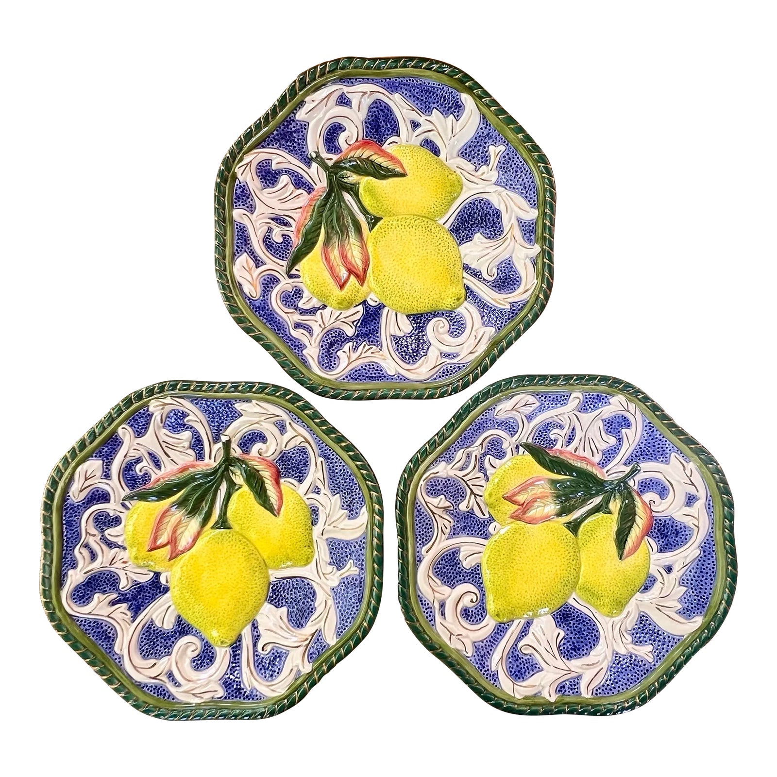 Fitz and Floyd Florentine Lemon Plates- Set of 3 | Chairish