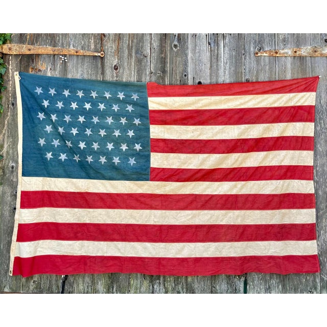 Large 45 Star Antique American Flag 1896 Soft Cotton Rare Painted Stars ...