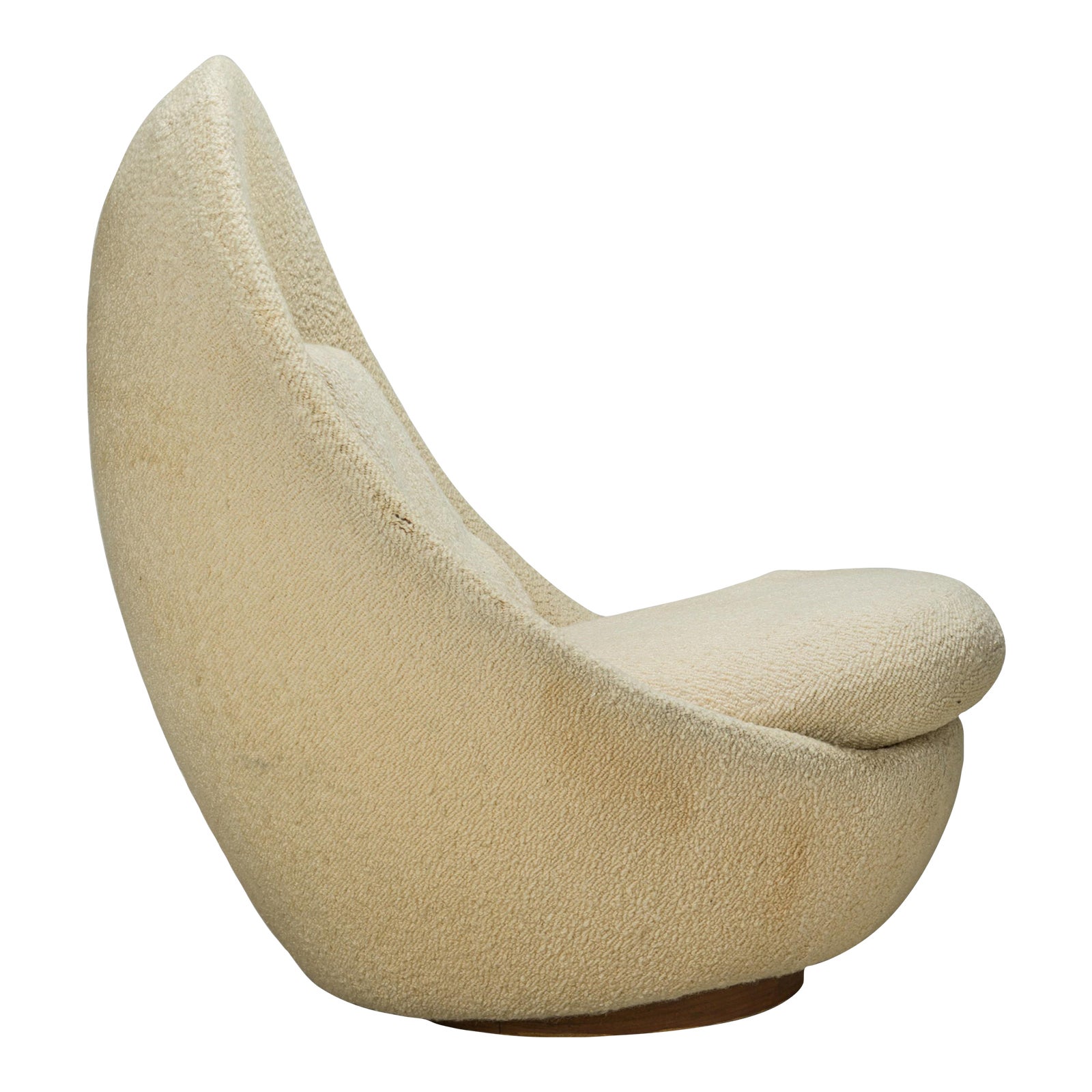 Milo Baughman American Mid-Century Beige Textured Upholstered Swivel ...