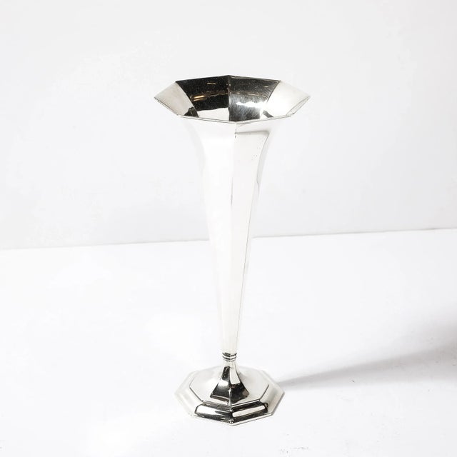 Tiffany & Co. Art Deco Octagonal Sterling Silver Trumpet Vase | Chairish