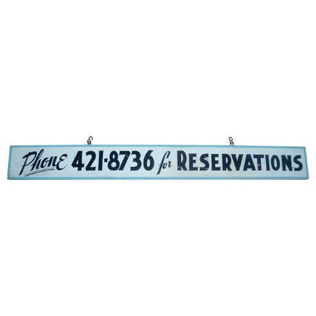 48" Large Handpainted Advertising Sign "Reservations" | Chairish