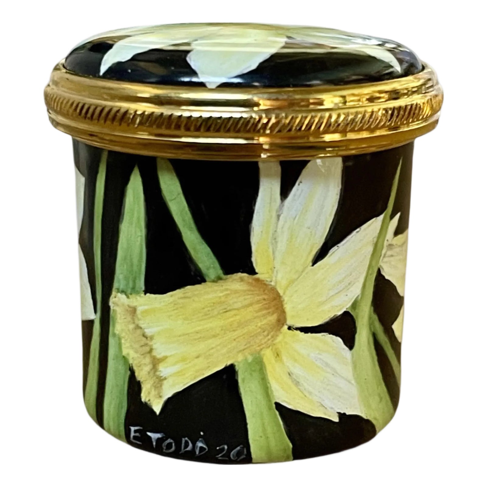 Elliot Hall Daffodil Floral Enamel, E. Todd, Signed Limited Edition 1/1 ...