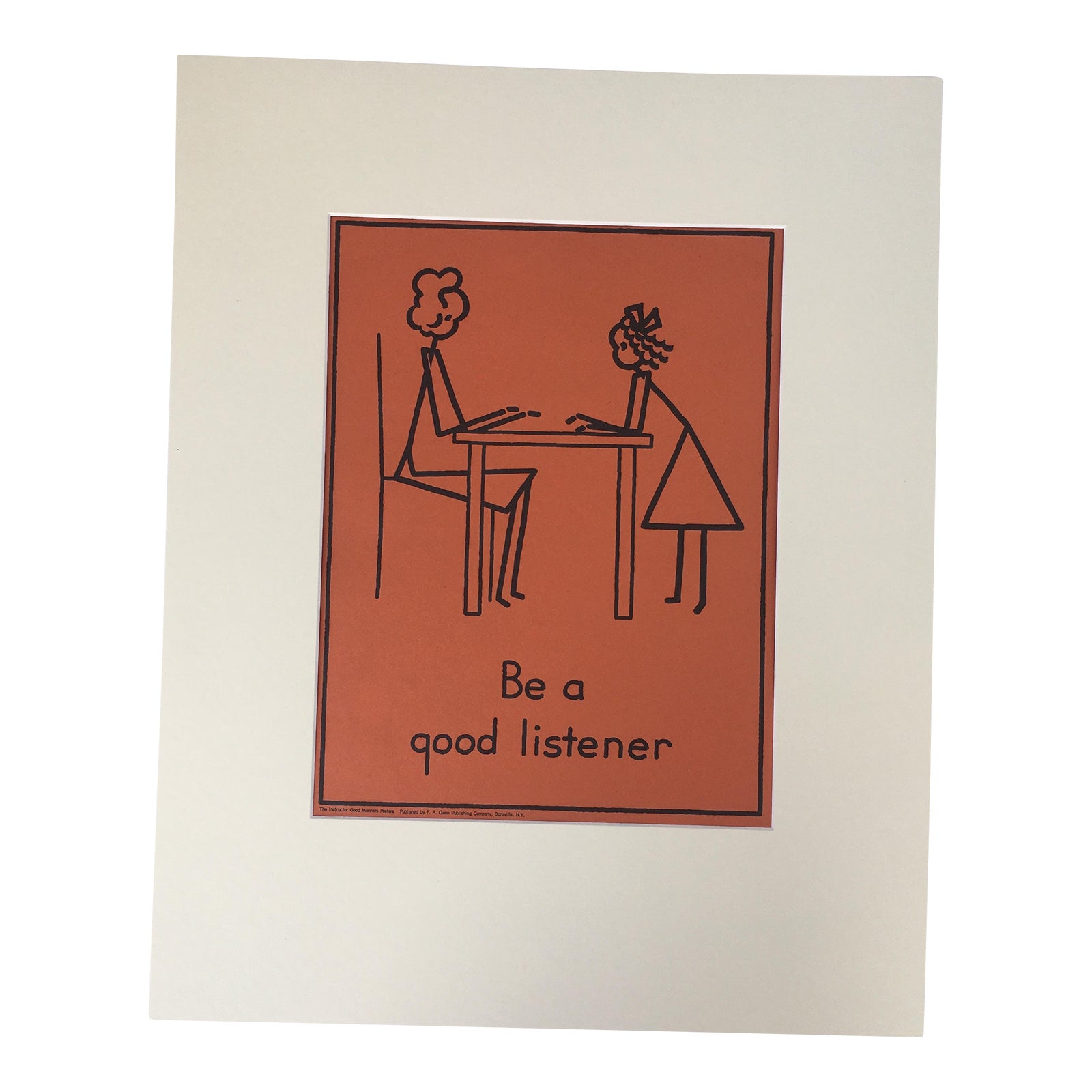 1940s "Good Manners" Double-Sided Stick Figure Poster | Chairish