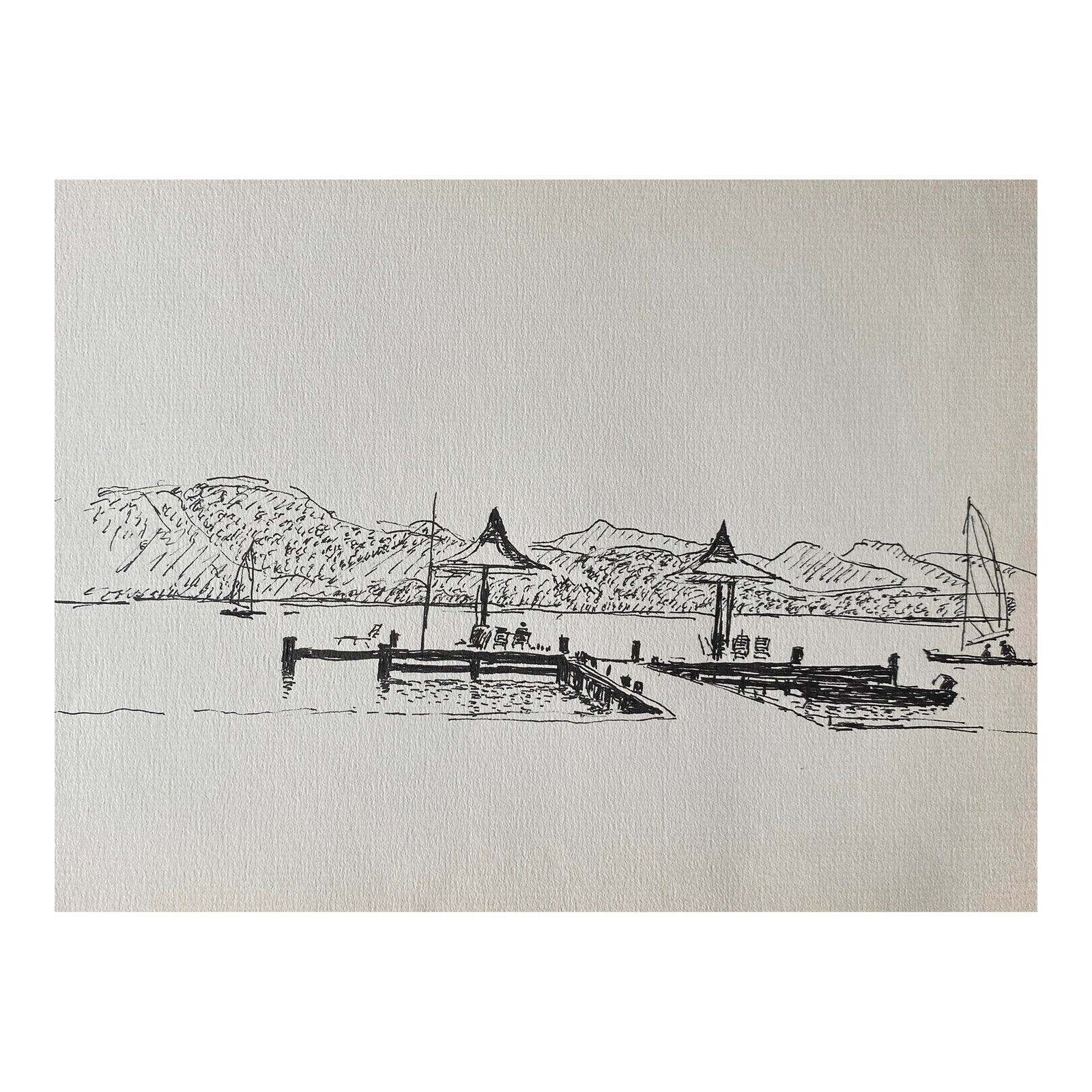 Hayward Cirker Caribbean Dock Scene | Chairish