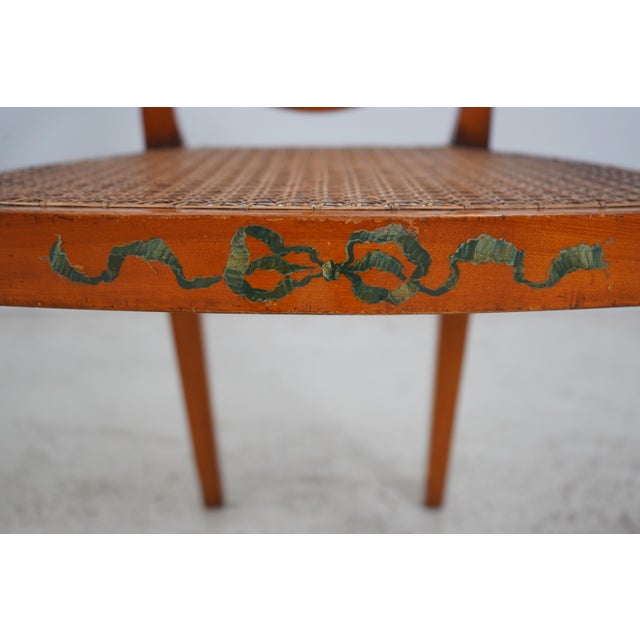 Antique Adam Paint Decorated Cane Seat Armchair | Chairish