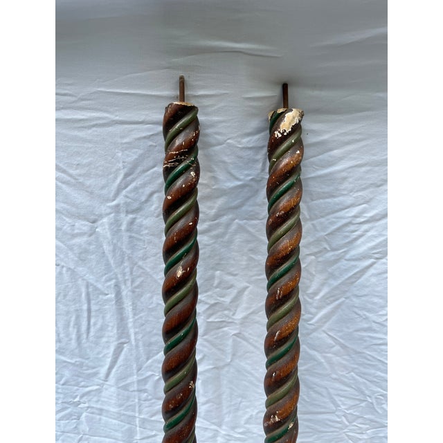 Antique Carved Twisted Wood Rods | Chairish
