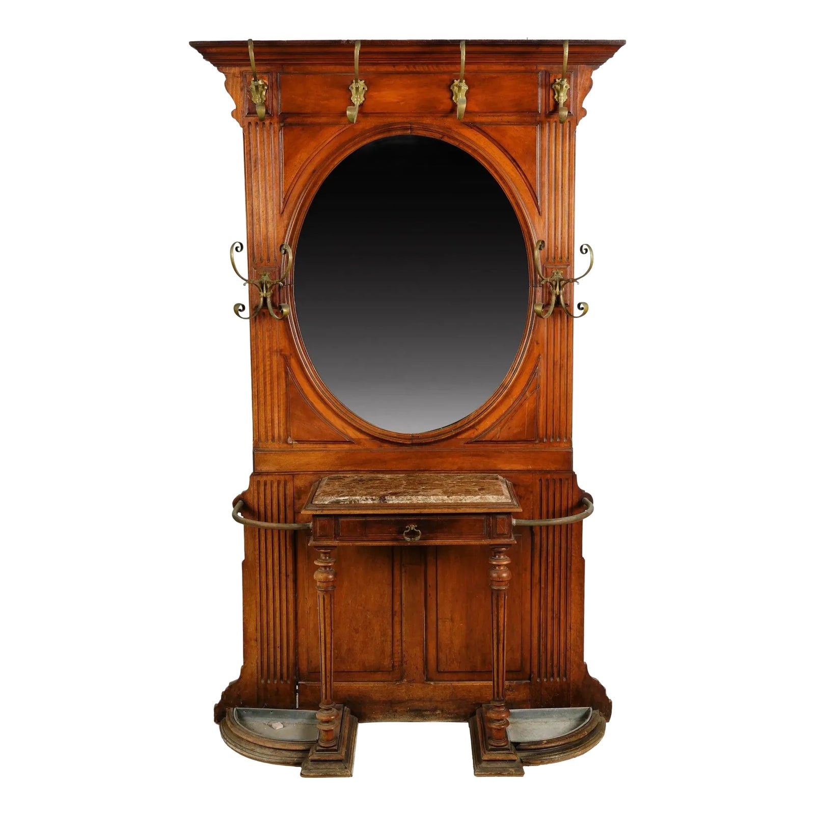 Antique Circa 1870 American Victorian Walnut Entry Hall Tree / Stand ...