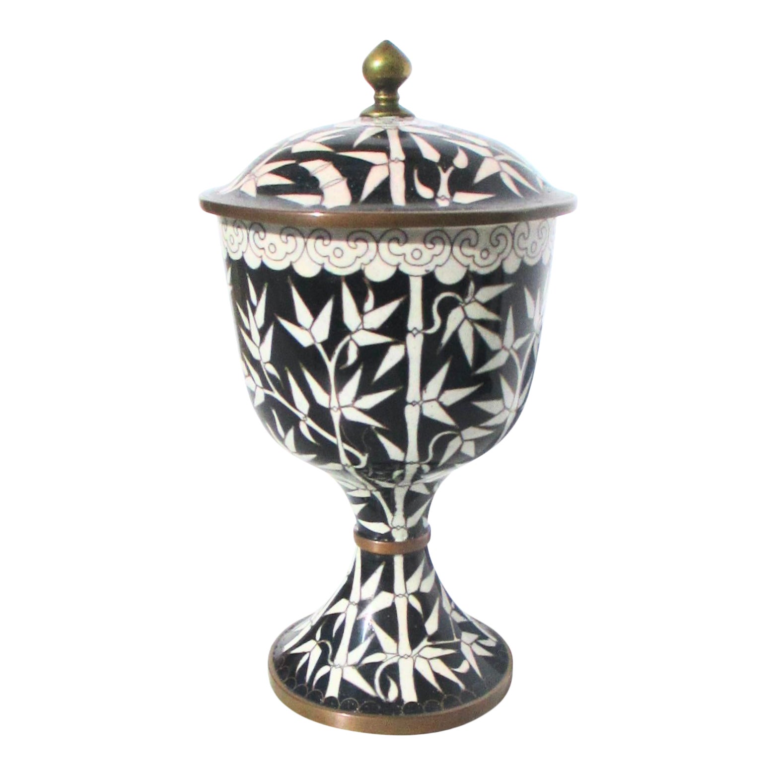Antique Circa 1910 Chinese Enamel Lidded Stem Cup | Chairish