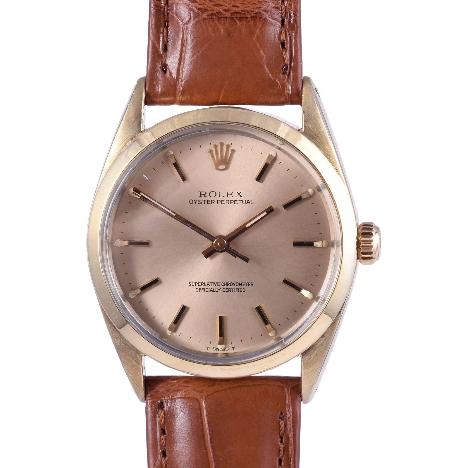 Rolex Oyster Perpetual Gold Shell Wrist Watch | Chairish