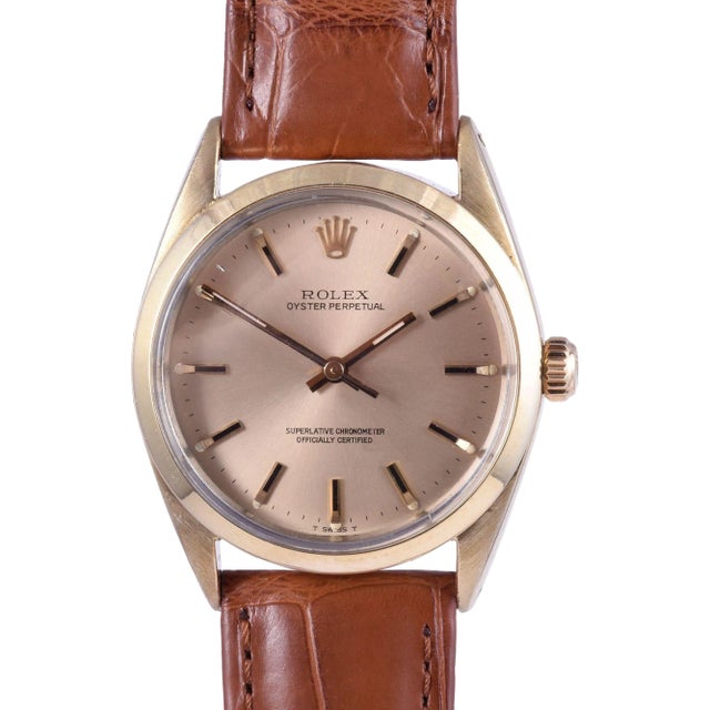 Rolex Oyster Perpetual Gold Shell Wrist Watch | Chairish