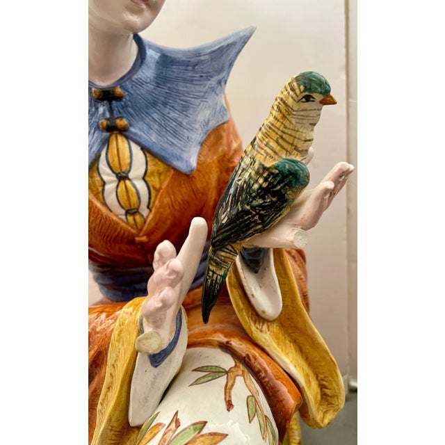 Set of 2 Domenico Poloniato Italian Large Glazed Ceramic Asian ...
