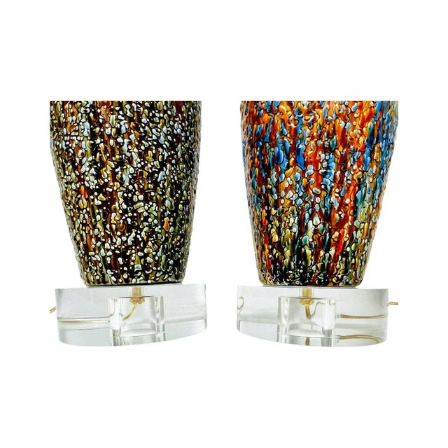 Colorful Vintage Danish Table Lamps With Splatter Glaze on Ceramic, Mid ...