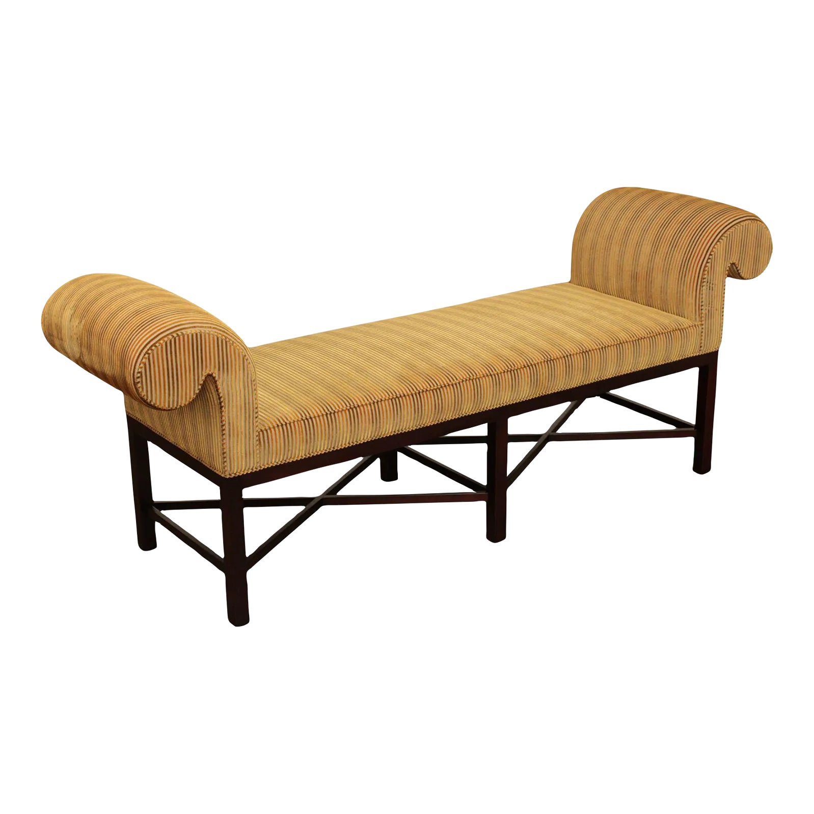 Baker Chippendale Custom Upholstered Long Window Bench (A) | Chairish