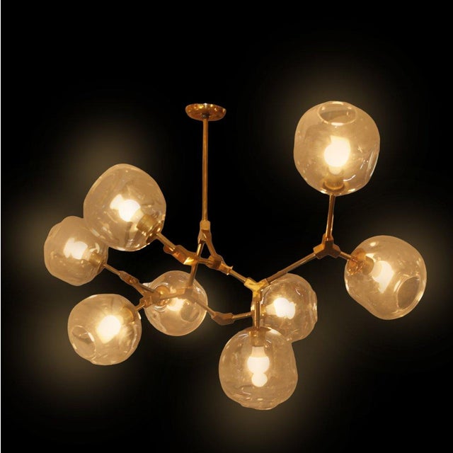 Mid-Century Modern Style Linear Sputnik Brass and Glass Chandelier ...