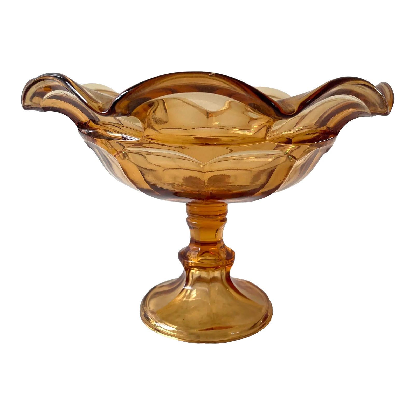 Westmorland Colonial Amber Glass Large Centerpiece Bowl Vintage | Chairish