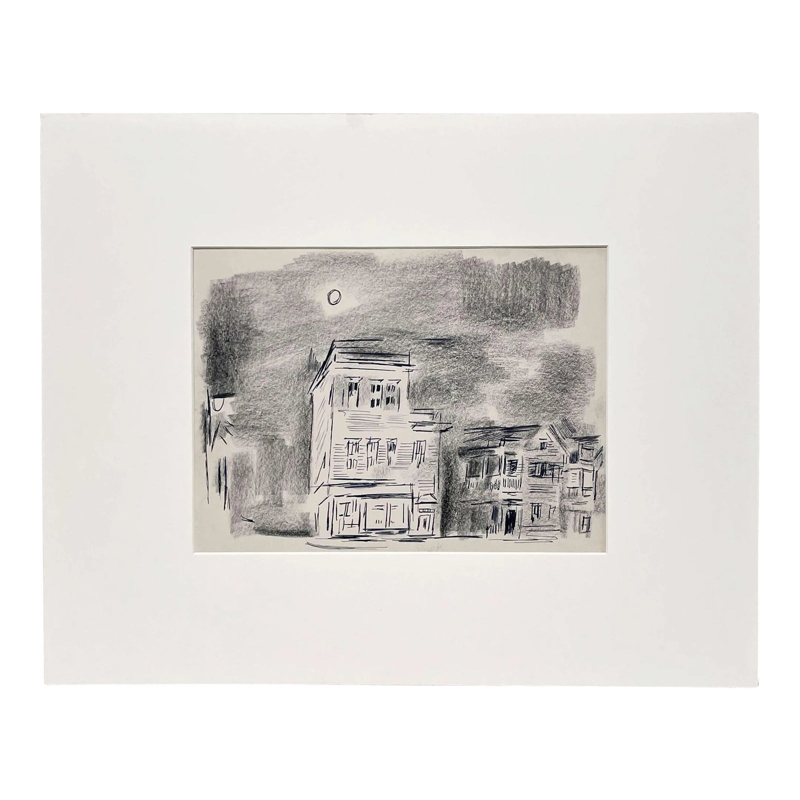 1930s Ink and Graphite Drawing of a Chicago Street Scene by Artist ...