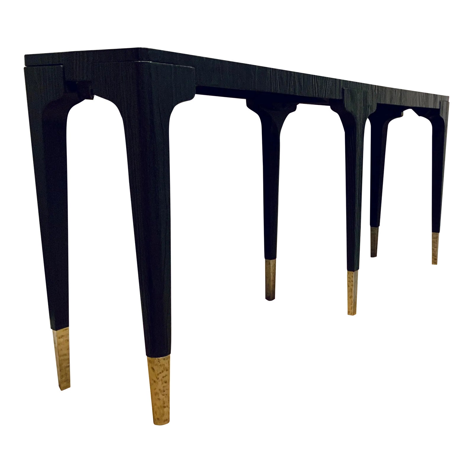 Organic Modern Rustic Charred Black Finished Console Table | Chairish