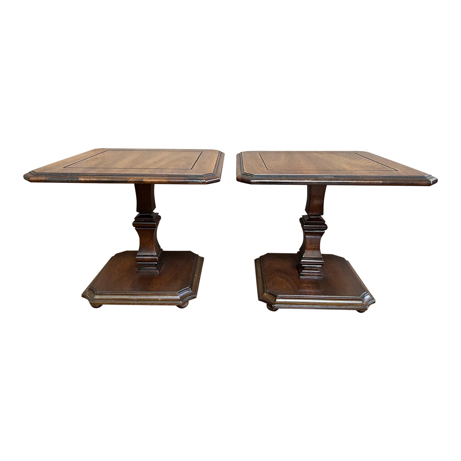 Late 20th Century Pair of Vintage Square Solid Wood Side Tables With ...