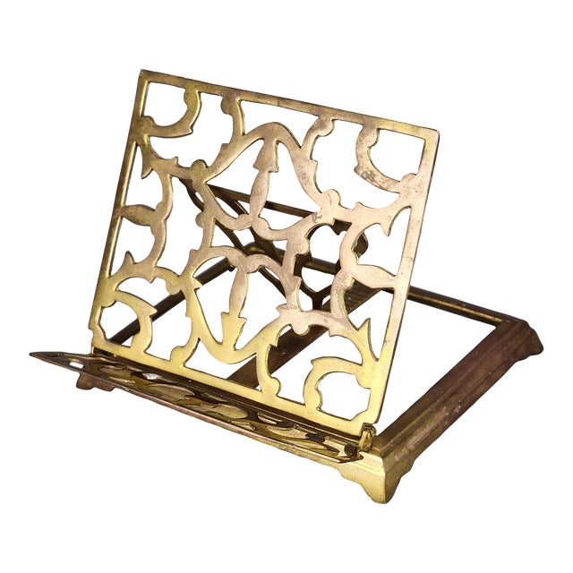 Mid Century Large Brass Folding Book Stand Easel | Chairish