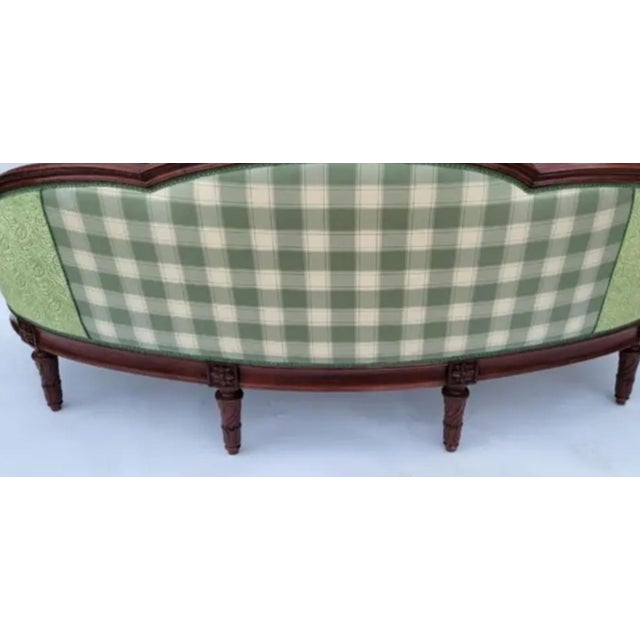 Louis XVI Style Green Cut Velvet Canapé Sofa Settee | Chairish