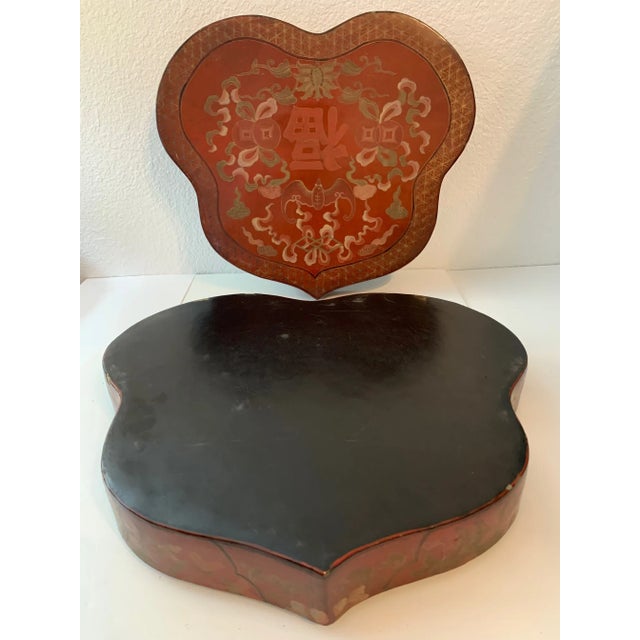 1910s Chinese Lacquered Heart Storage Box | Chairish