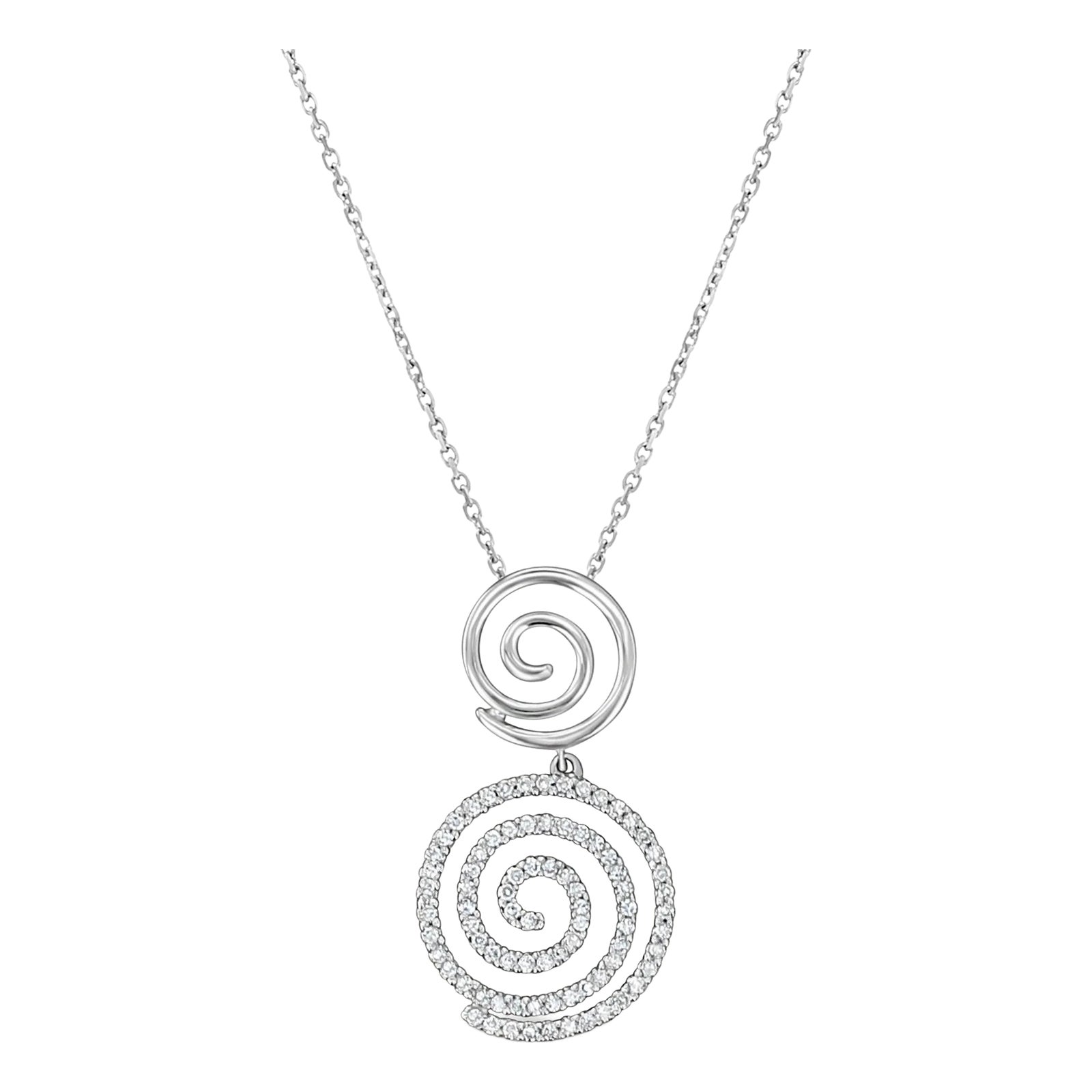 Cyclone Infinity Swirl Circle Diamond Pendant .37cttw 14K White Gold 16 ...