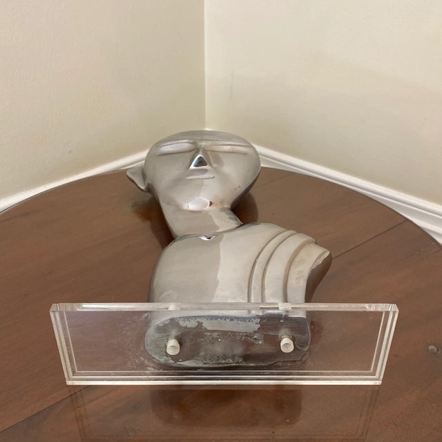 Vintage Franz Hagenaur Style Chrome Bust on Lucite Base | Chairish