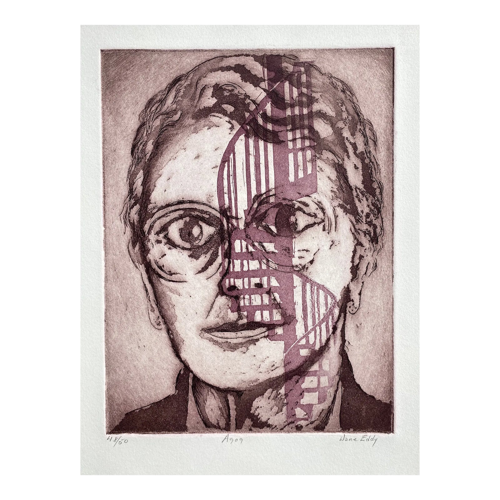 1980s Jane Eddy Portrait Modern Etching | Chairish
