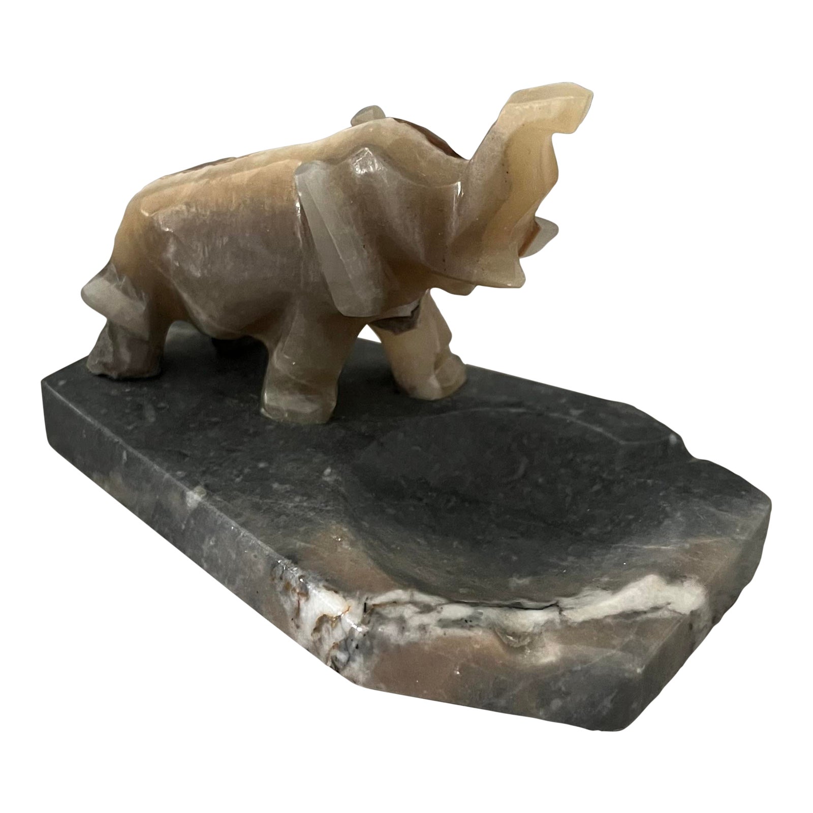 1970s Petite Dark Marble Elephant Ashtray | Chairish