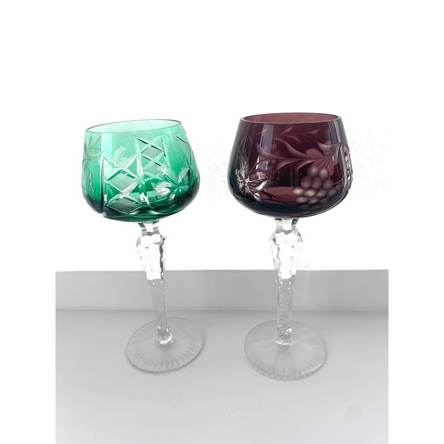 1960s Lausitzer German Blown-Cut Crystal Wine Hocks- Set of 6 | Chairish