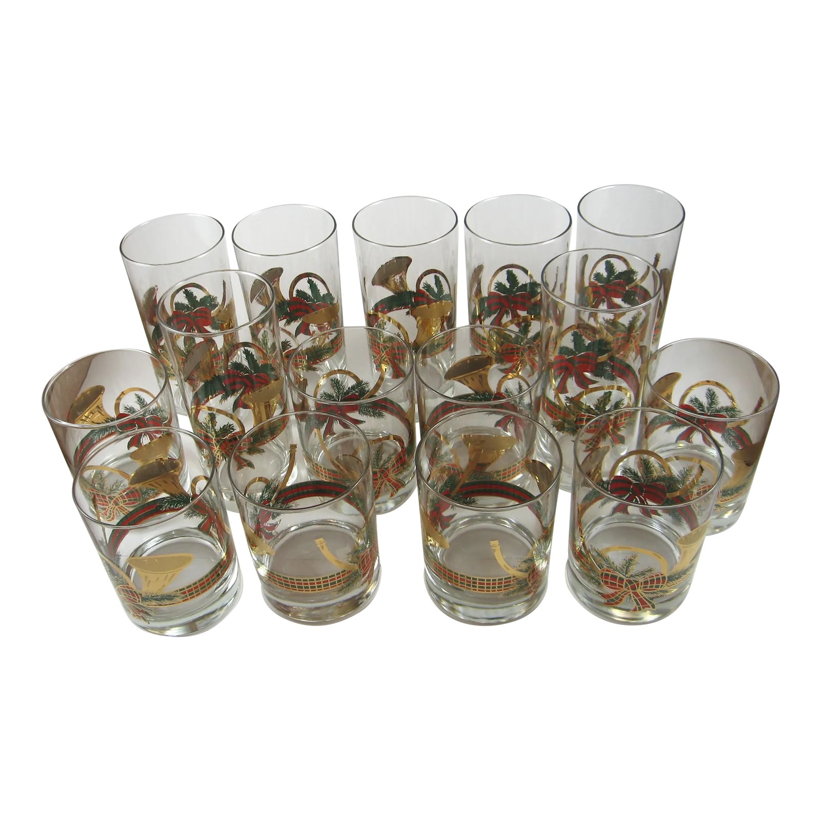 1960s Mid-Century Modern Culver Highball Whiskey Barware Glasses Yule ...