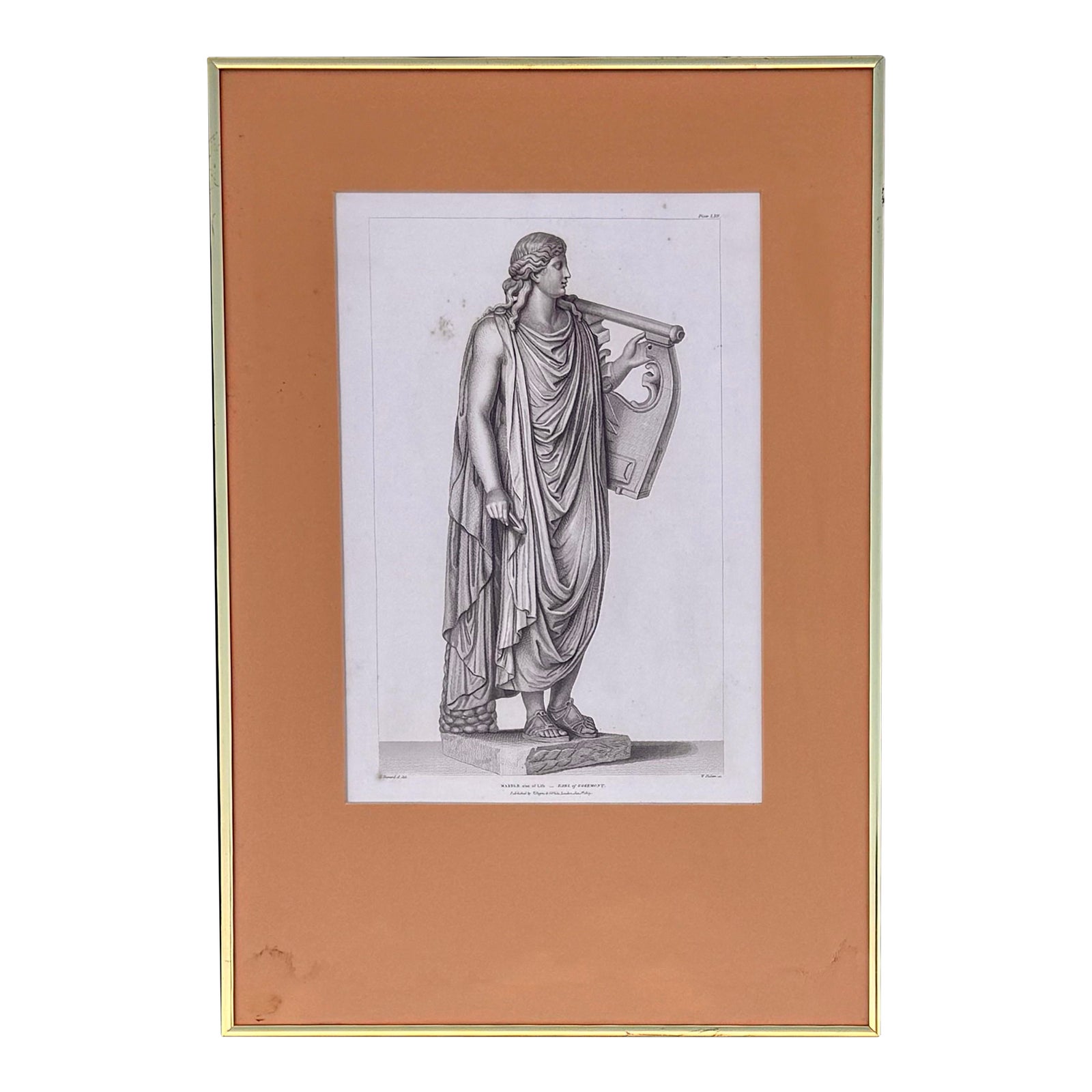 19th Century Neoclassical Engraving of Apollo – Framed Antique Art by T ...