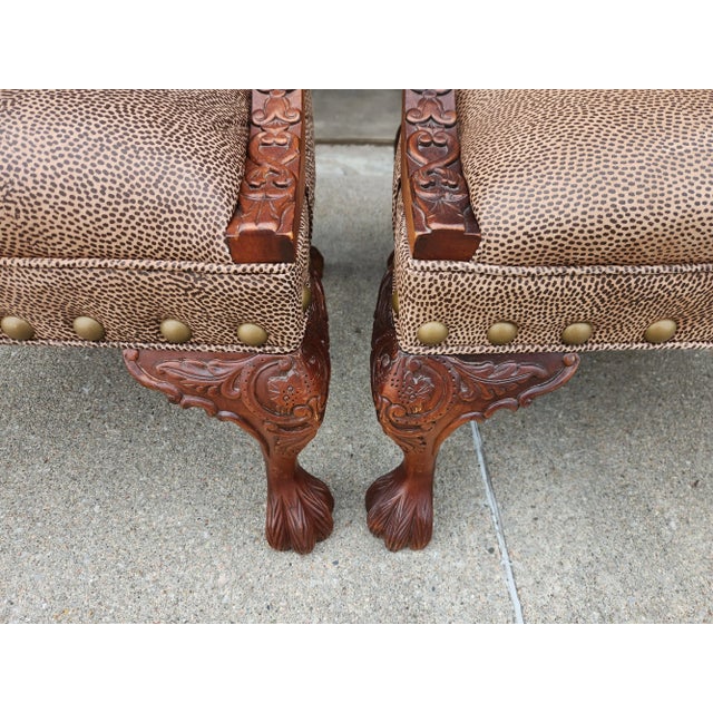 Sam Moore Leather Old World Armchairs--A Pair | Chairish