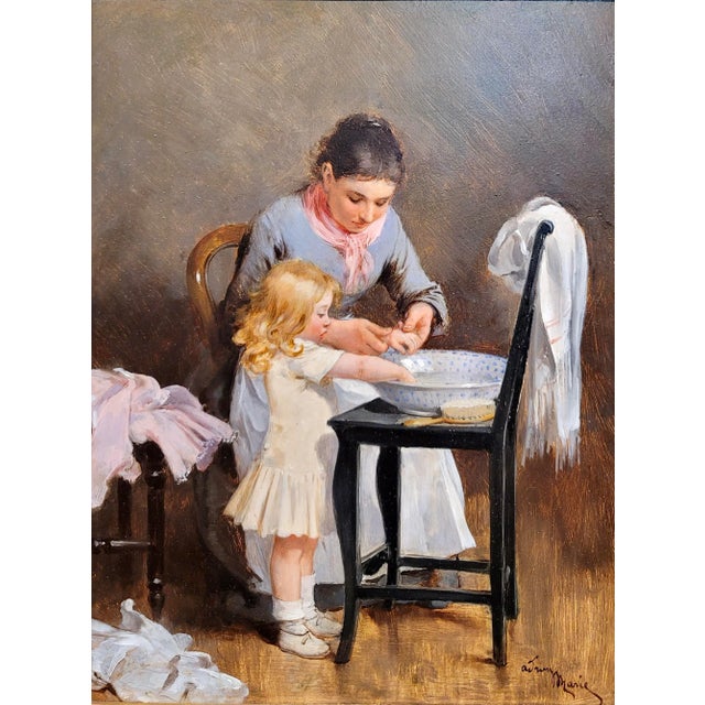 Adrien Emmanuel Marie-Mother Washing Her Daughter-19th Century Oil ...