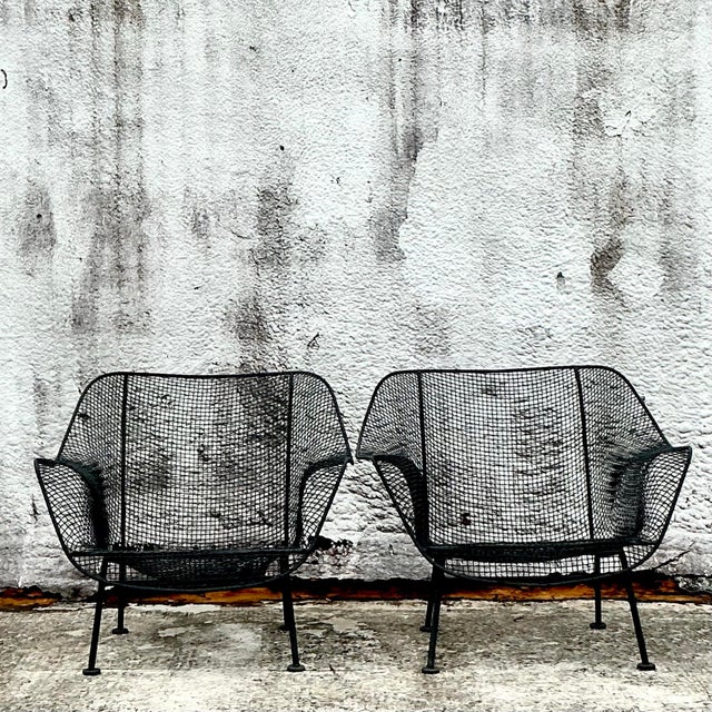 Vintage Wire Mesh “Sculptura” Lounge Chairs After Russell Woodard - Set ...