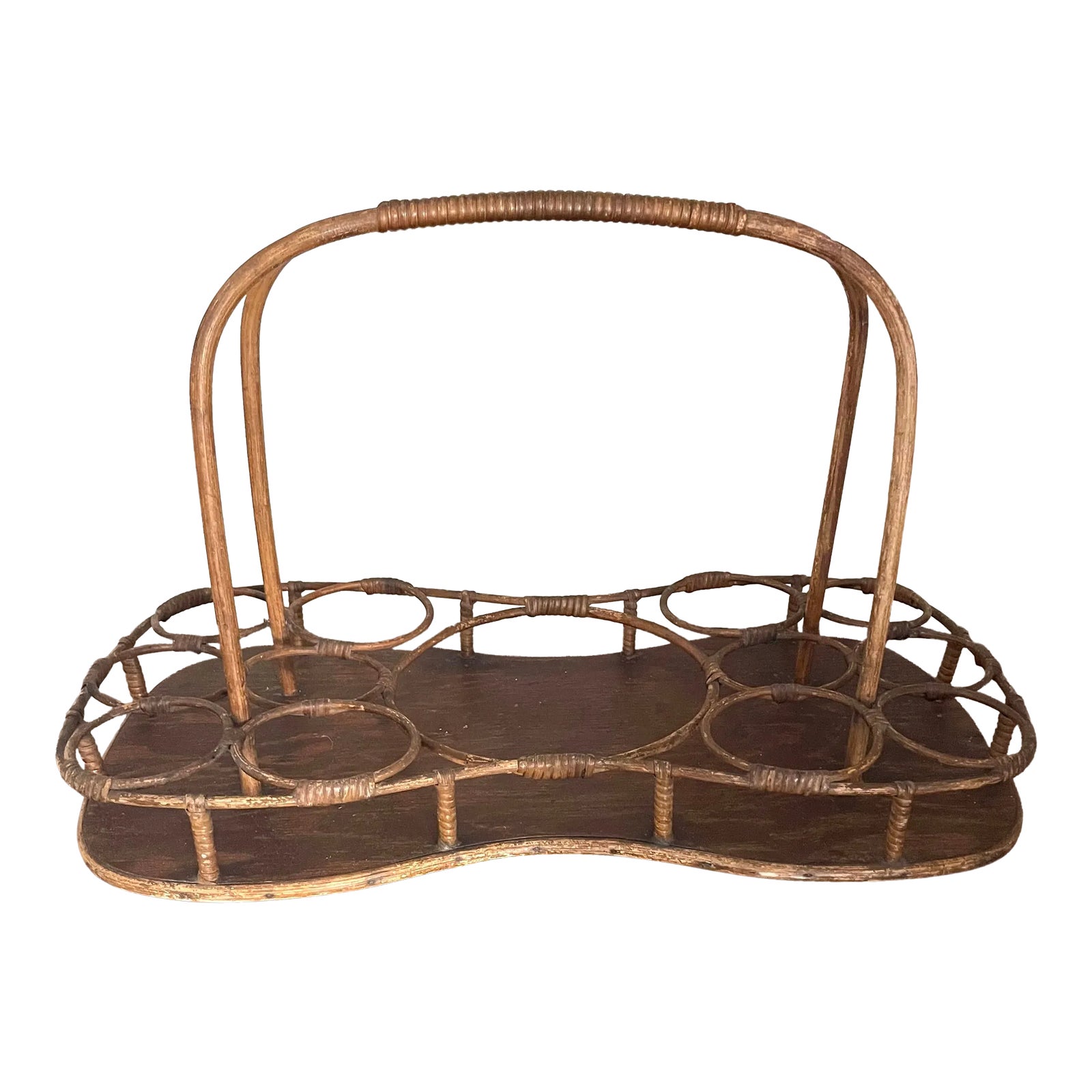 Antique Bamboo and Rattan Drinks Caddy | Chairish