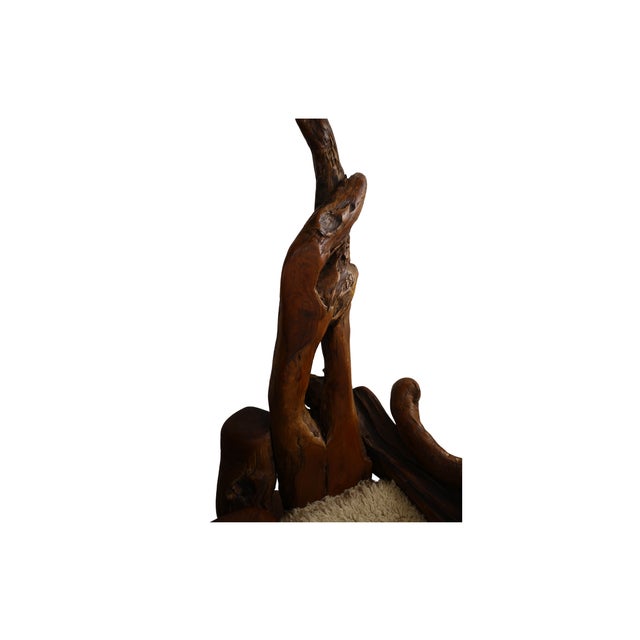 Late 1900s Redwood Burl Chair With Sherpa Seat in Manner of Daryl ...