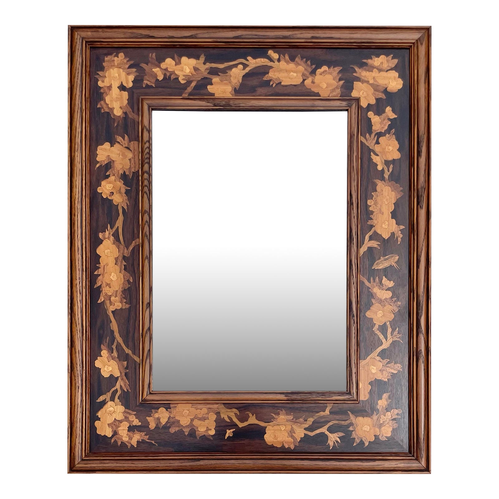 Hudson River Floral Blossom "Midnight Garden" Marquetry Inlay Wood ...