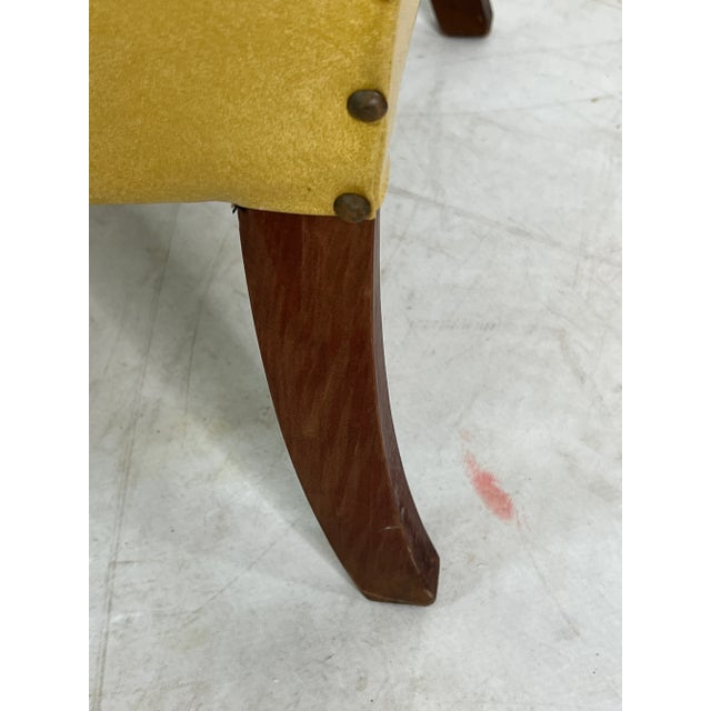 Vintage Yellow Channel Back Wing Chair | Chairish