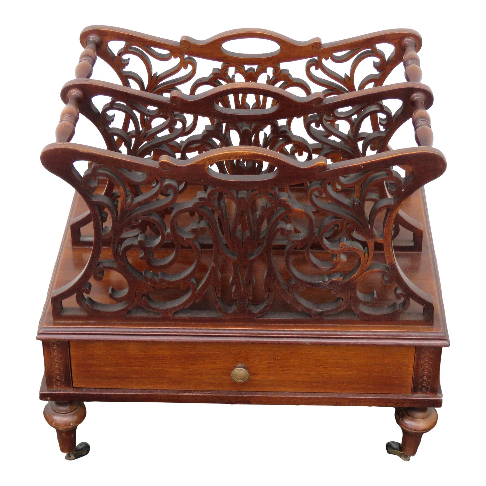 Victorian Late 1800s Heavy Carved Newspaper Stand Magazine Rack 6090 ...