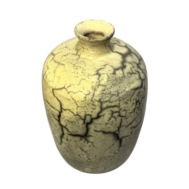 Contemporary Saggar Fired Vase With Ethereal Markings Signed | Chairish