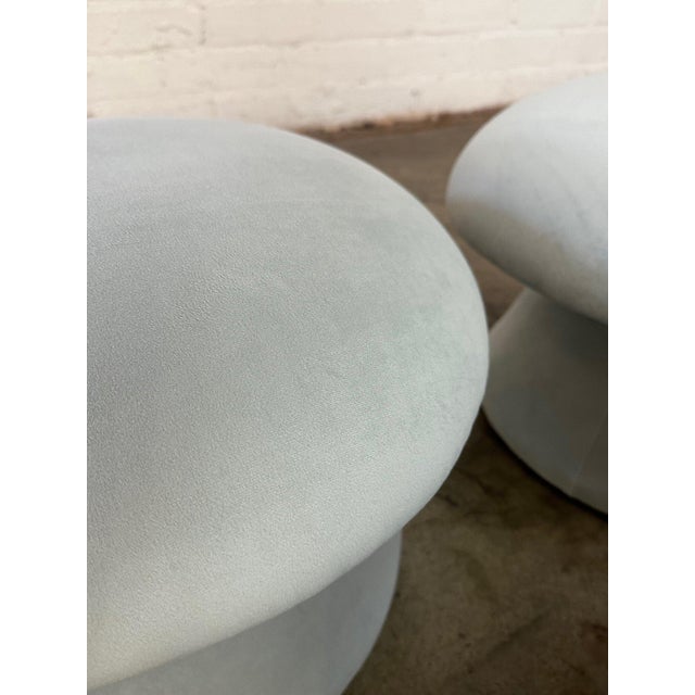 Tapered Mushroom Ottoman in Baby Blue Velvet | Chairish