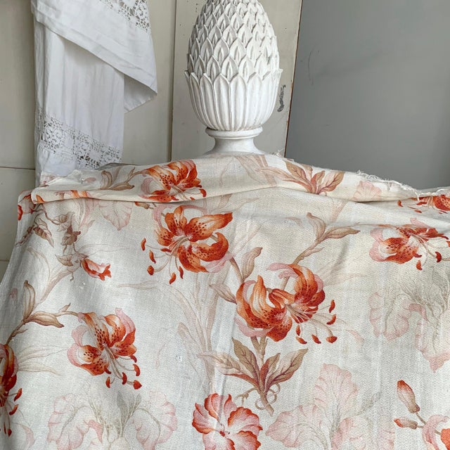 French Cretonne Floral Printed Botanical Fabric | Chairish