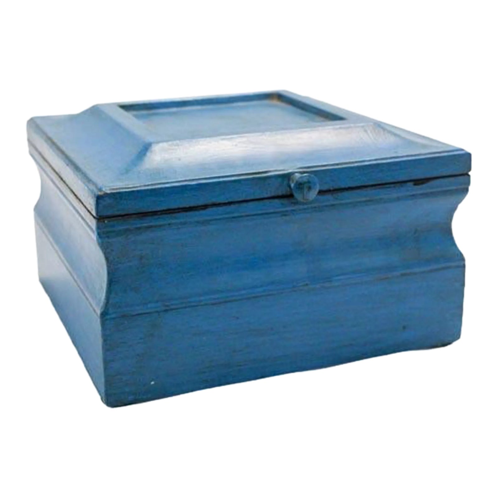 Blue Vintage Wooden Accessory Storage Box | Chairish