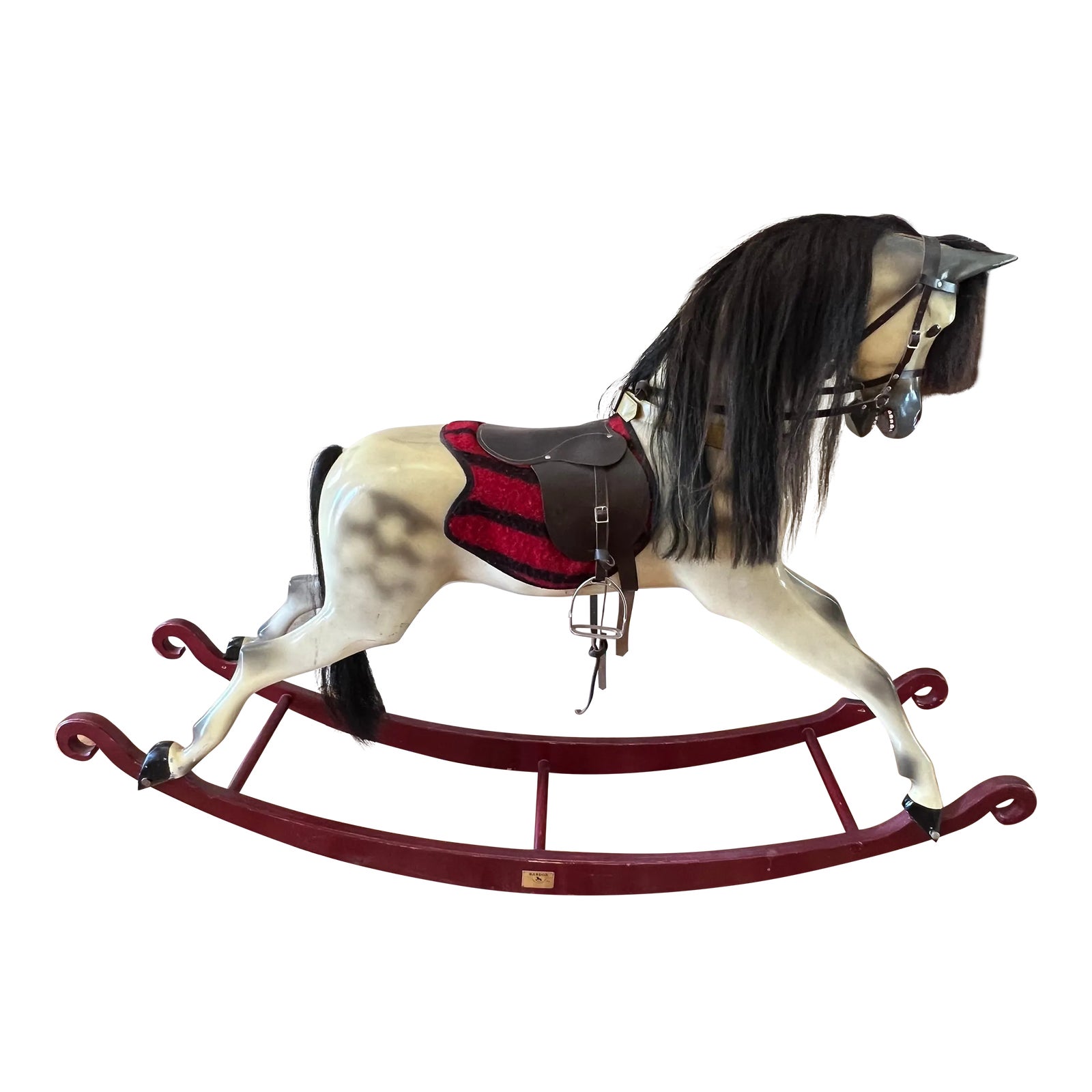 Vintage Haddon Fiberglass Bow Rocking Horse England Adult Size | Chairish