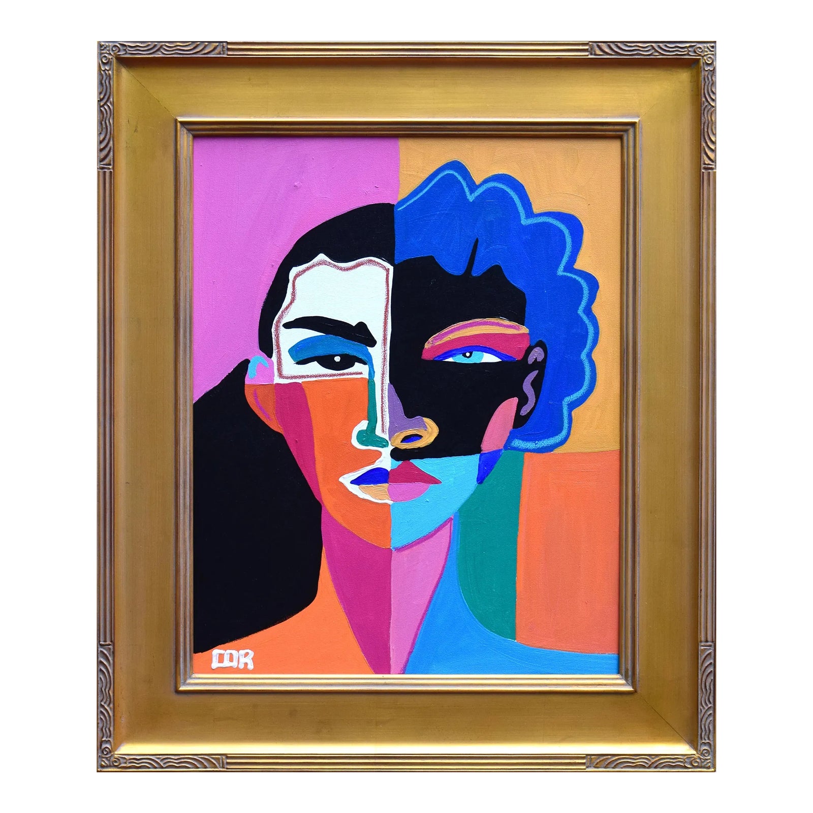 Contemporary Pop Art Cubist Portrait Painting of a Woman | Chairish