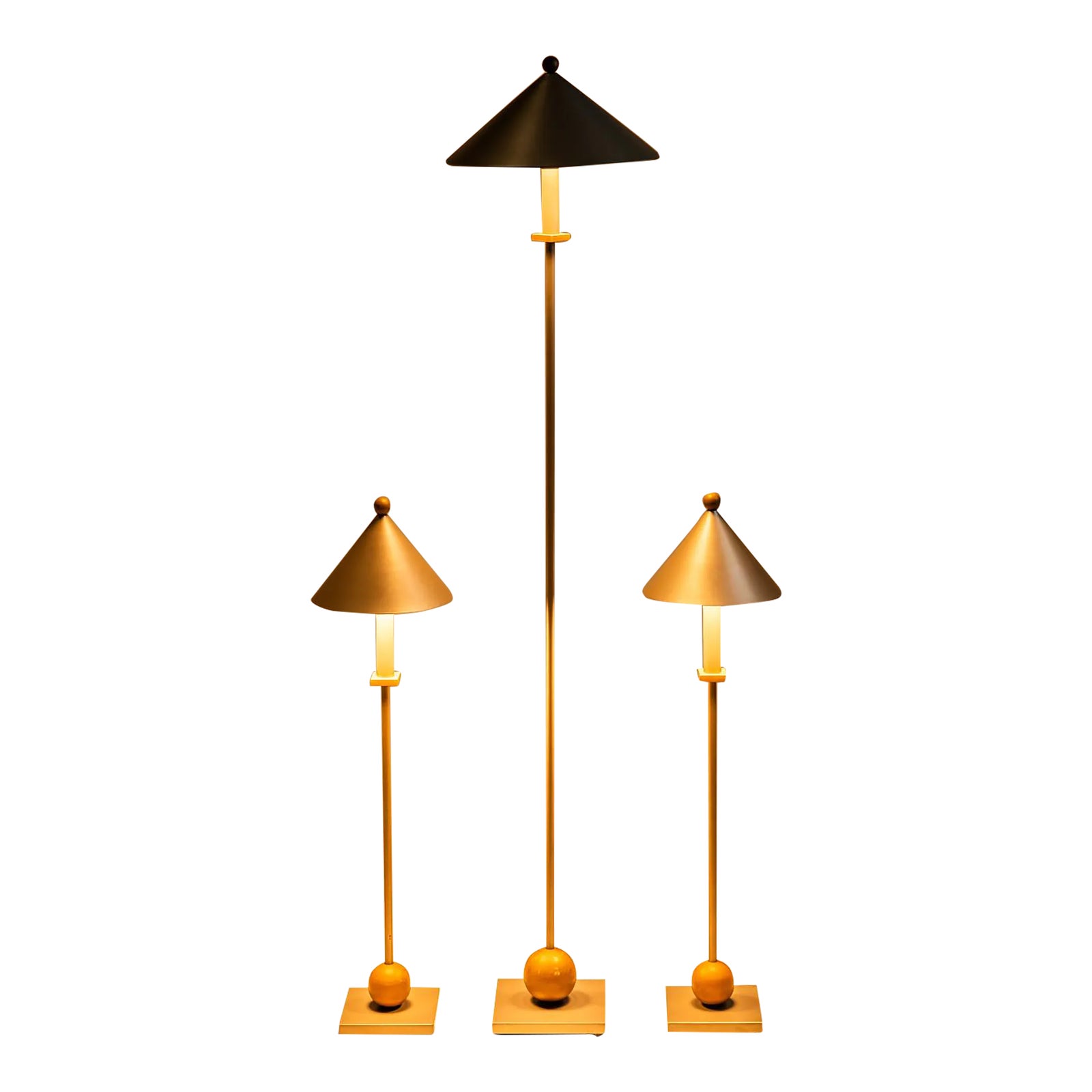 Set of Three Post Modern Memphis Style Table Lamps & Matching Floor ...
