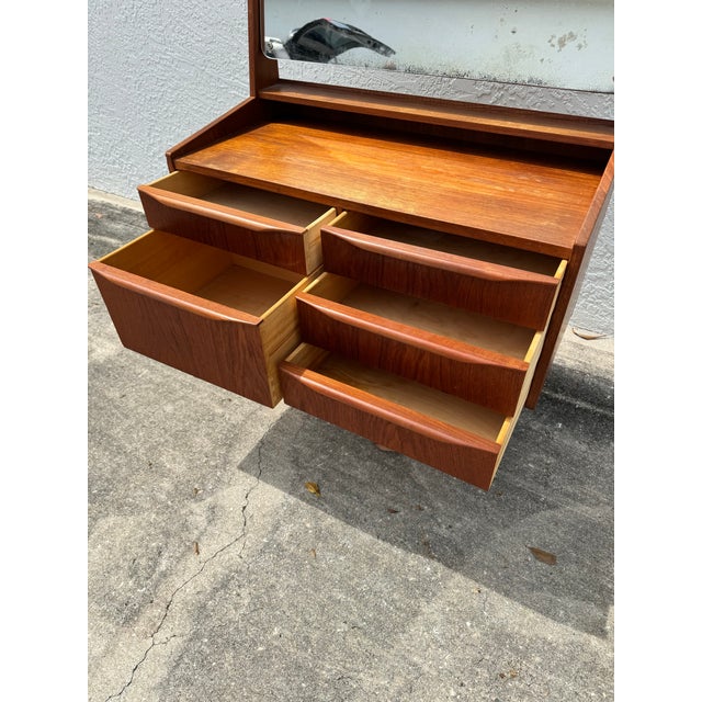 Scandinavian Teak Vanity Dressing Table With Swivel Mirror, 1960s MCM ...