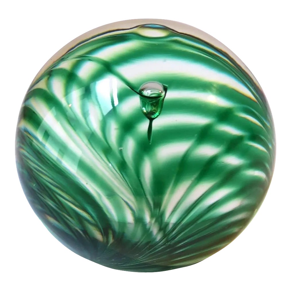 Emerald Green Art Glass Ball Sphere Paperweight Decorative Object ...