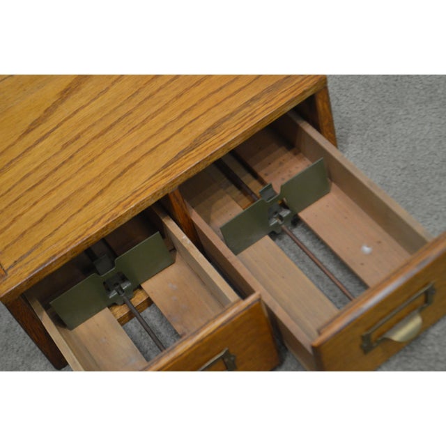 Antique Oak Desktop 2 Drawer Library Card File Cabinet | Chairish